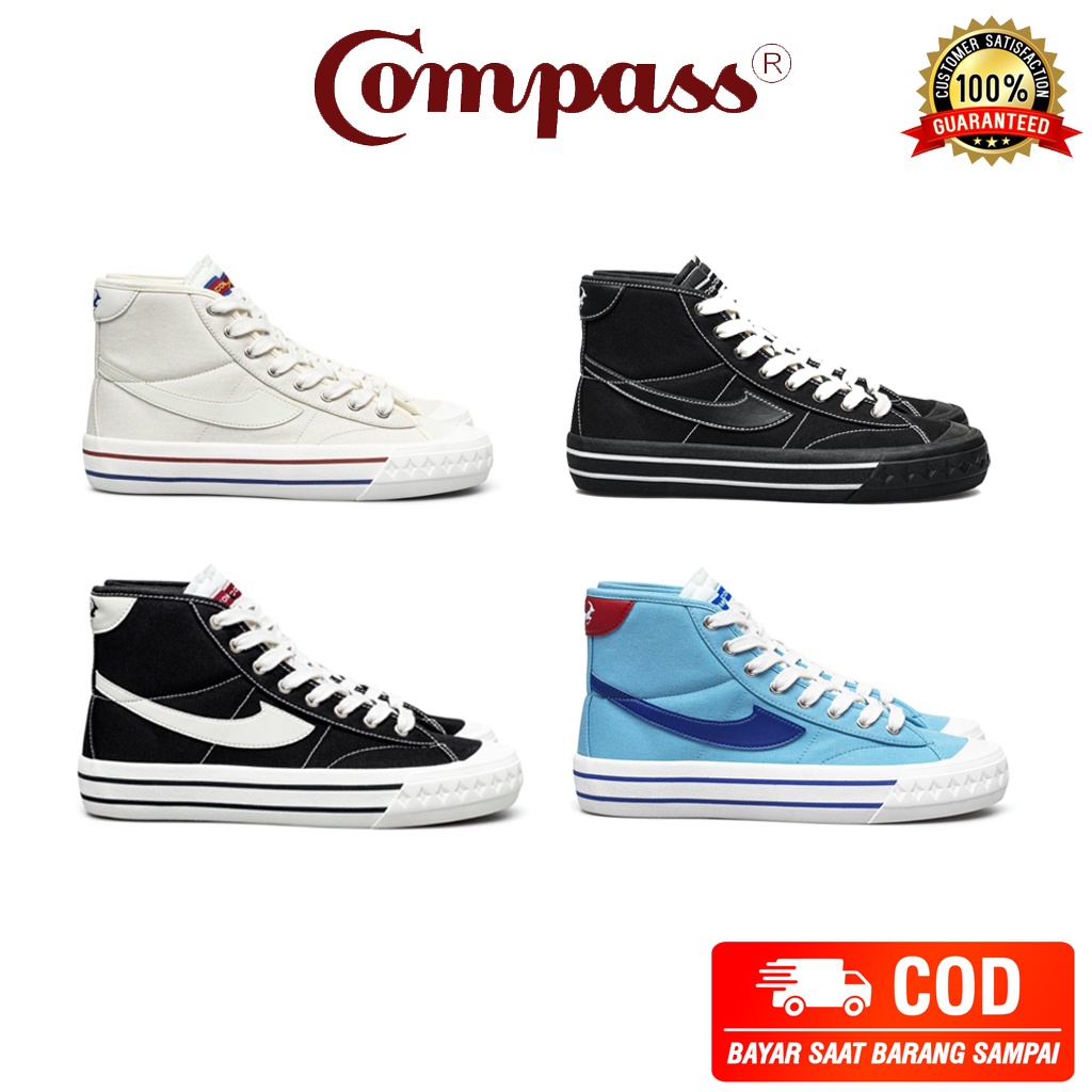 Jual Sepatu Compass Retrograde High Decon Cream, Black White, Baby Blue ...