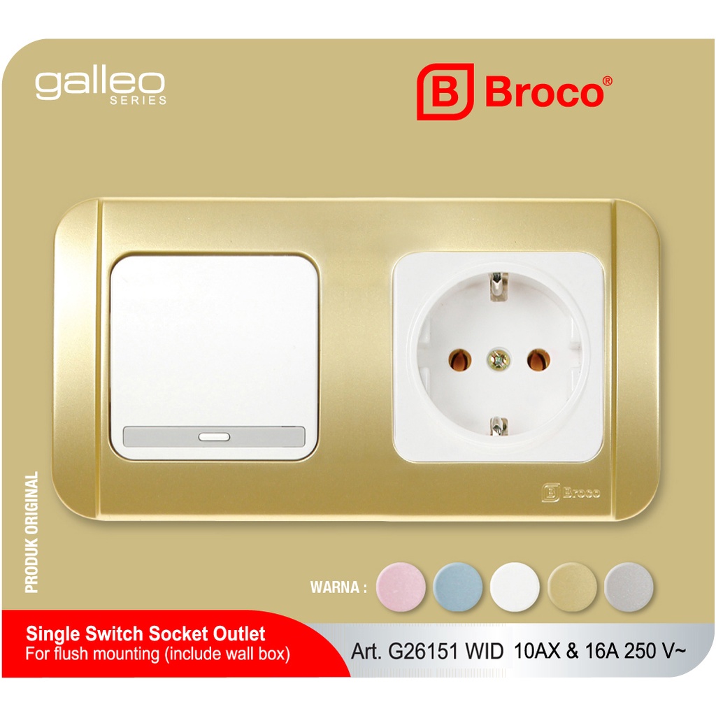 Jual Broco Electrical Galleo G26151 Saklar Engkel + Stop Kontak WID ...