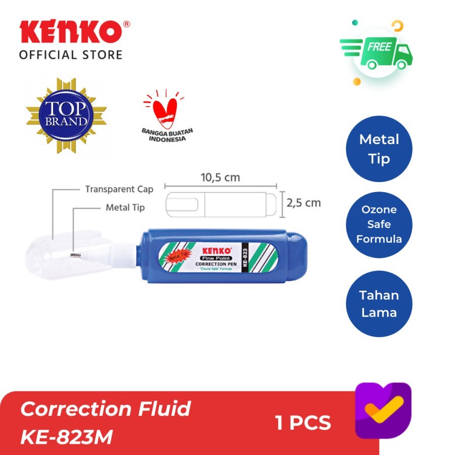 Jual Correction / TIP EX Cair Kenko KE - 823 Metal Tip BIRU | Shopee ...