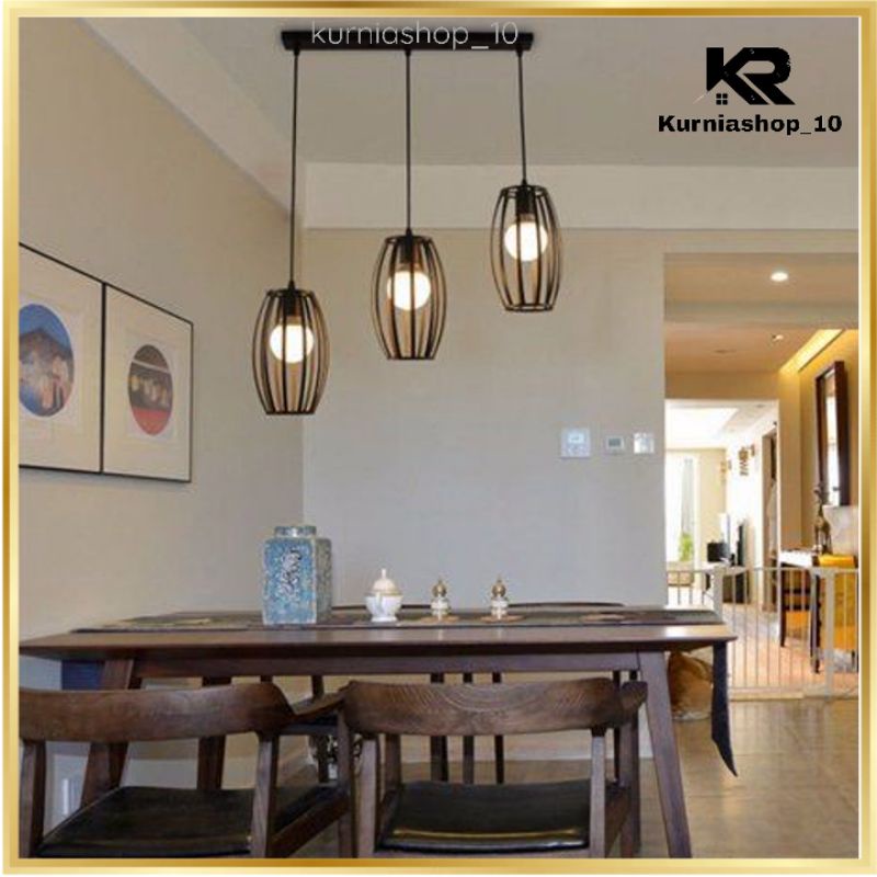 Jual Lampu Hias Gantung Modern Minimalis base panjang 1 Set 3 cabang Lampu dekorasi Ruang makan ...