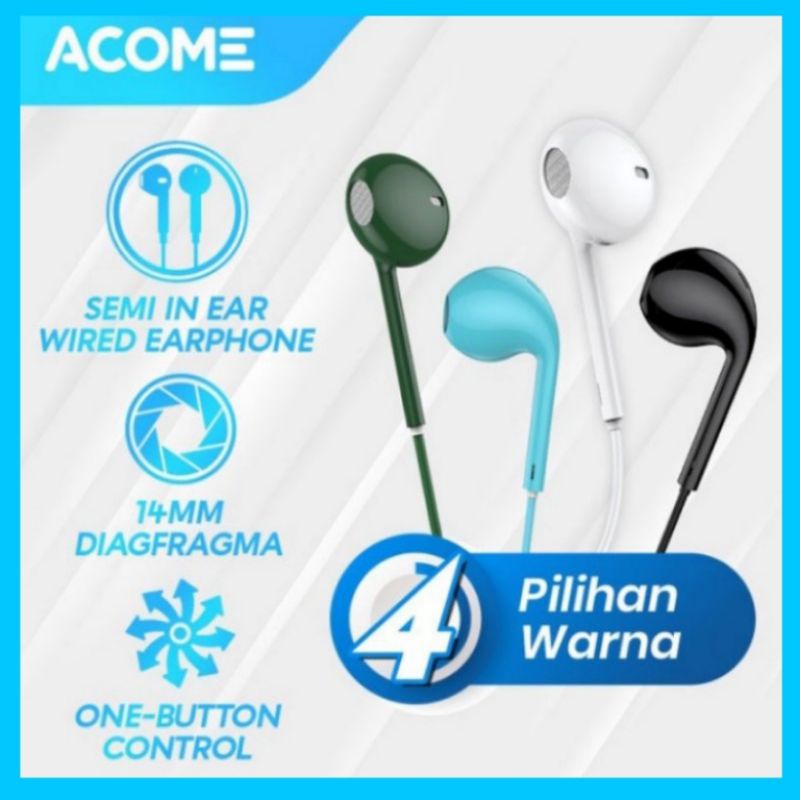 Jual ACOME Headset Earphone 14mm Diafragma Clear Audio Garansi 1 Tahun ...