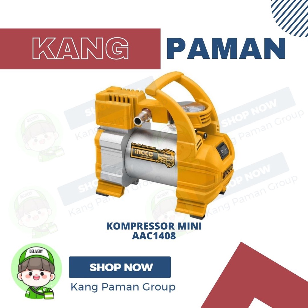 Jual Mini Air Compressor (DC 12V) INGCO AAC1408 - Pompa Kompresor Ban ...