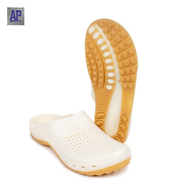 Jual Sandal Slop AP CLOGS PUTIH Kombinasi - Sandal AP Boots Karet Anti ...