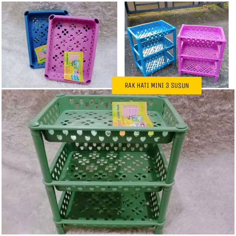 Jual RAK HATI MINI 3 SUSUN RACK APEL PLASTIK KOSMETIK ATK | Shopee ...