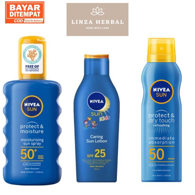 Jual Nivea Sunblock Protect & Moisture Spray Spf 50 & Nivea Sun Kids ...