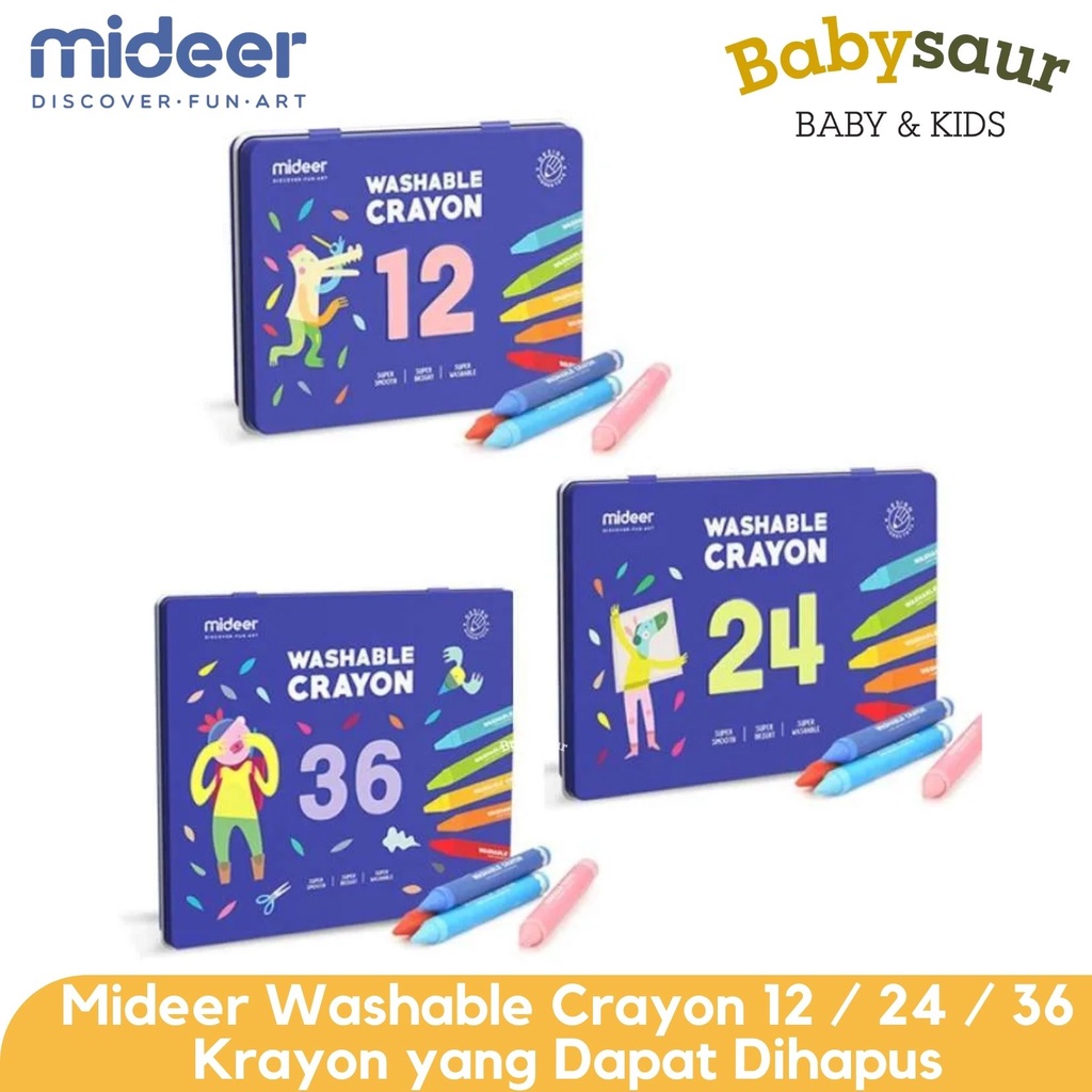 Jual Mideer Washable Crayon Set 12 / 24 / 36 Warna Krayon Mewarna Anak Set | Shopee Indonesia