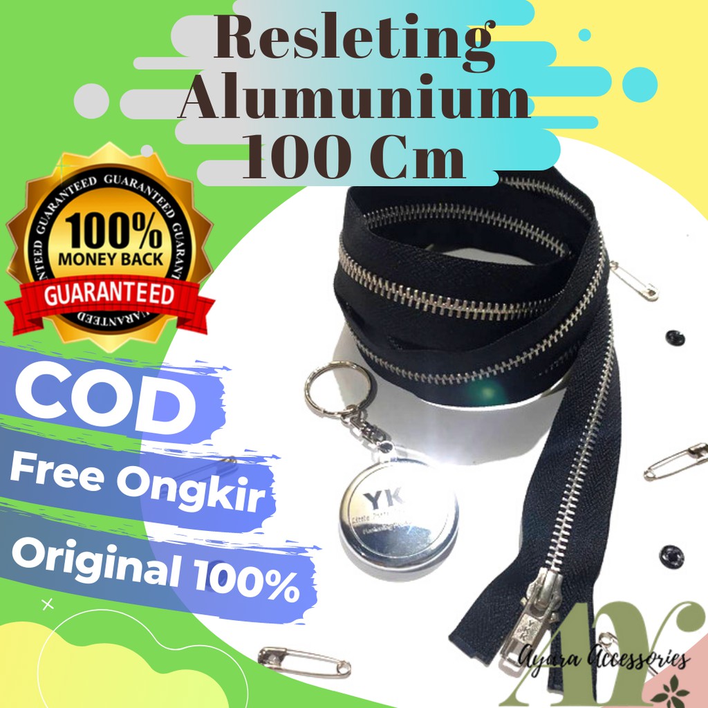 Jual RESLETING ZIPPER SLETING JAKET YKK BESI SILVER NO 5 PANJANG 100 CM ...