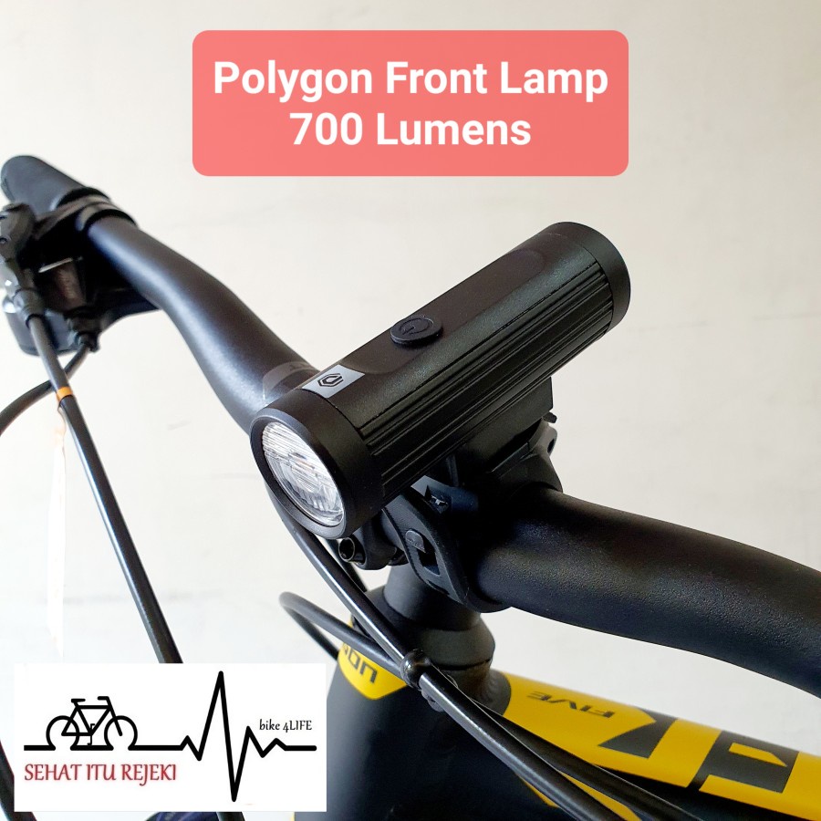 Jual LAMPU LED DEPAN SEPEDA POLYGON 700 LUMENS ANTI KABUT RECHARGEABLE ...