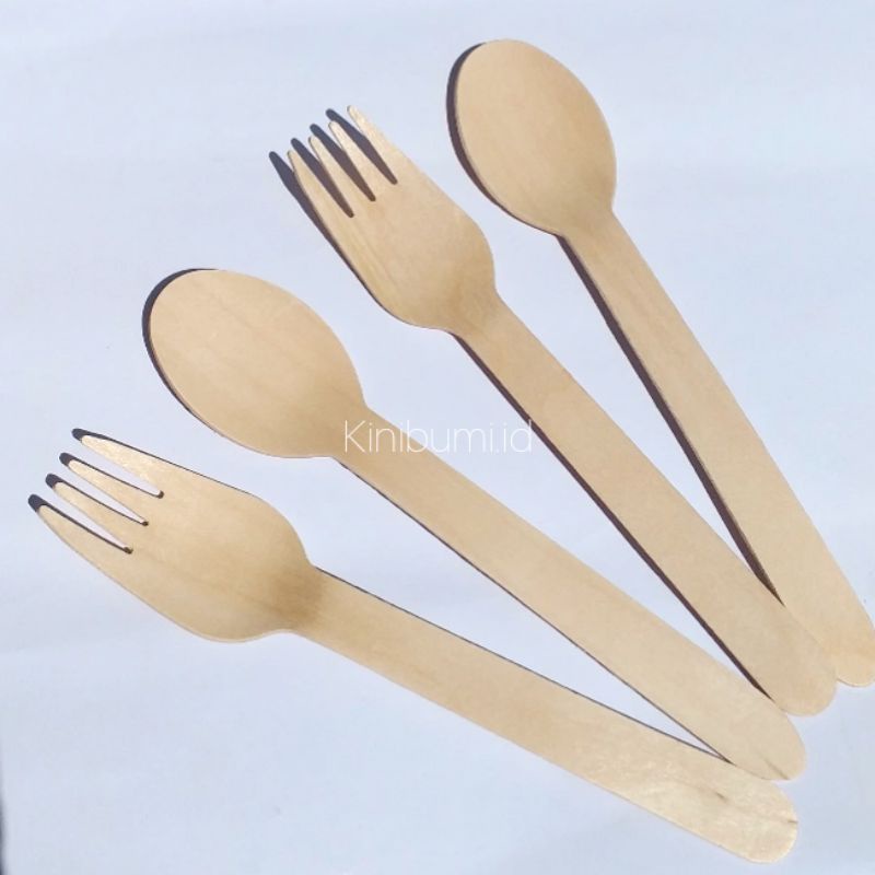 Jual Sendok Kayu Garpu Kayu Sendok Makan Lunchbox Wooden Spoon Fork ...