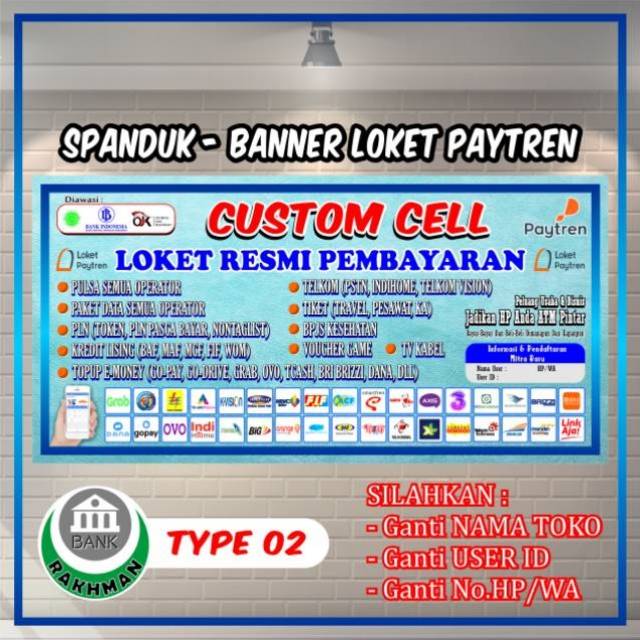 Jual SPANDUK BANNER CUSTOM CELL | LOKET RESMI/PPOB/PULSA | PAYTREN ...