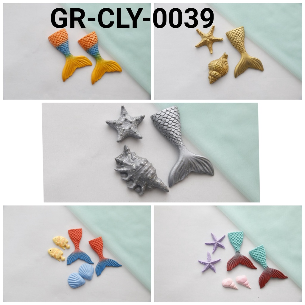 Jual GR-CLY-0039 Cake topper hiasan kue clay ekor duyung kerang ikan yamama baking | Shopee ...