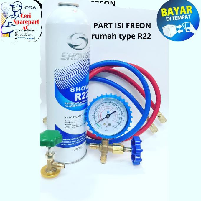 Jual Paket Isi Freon Ac R22 Kaleng Manifold Selang Kran | Shopee Indonesia