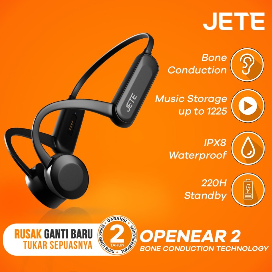Jual Headset Bluetooth Jete Open Ear 2 Bone Conduction IPX8 Garansi 2 ...