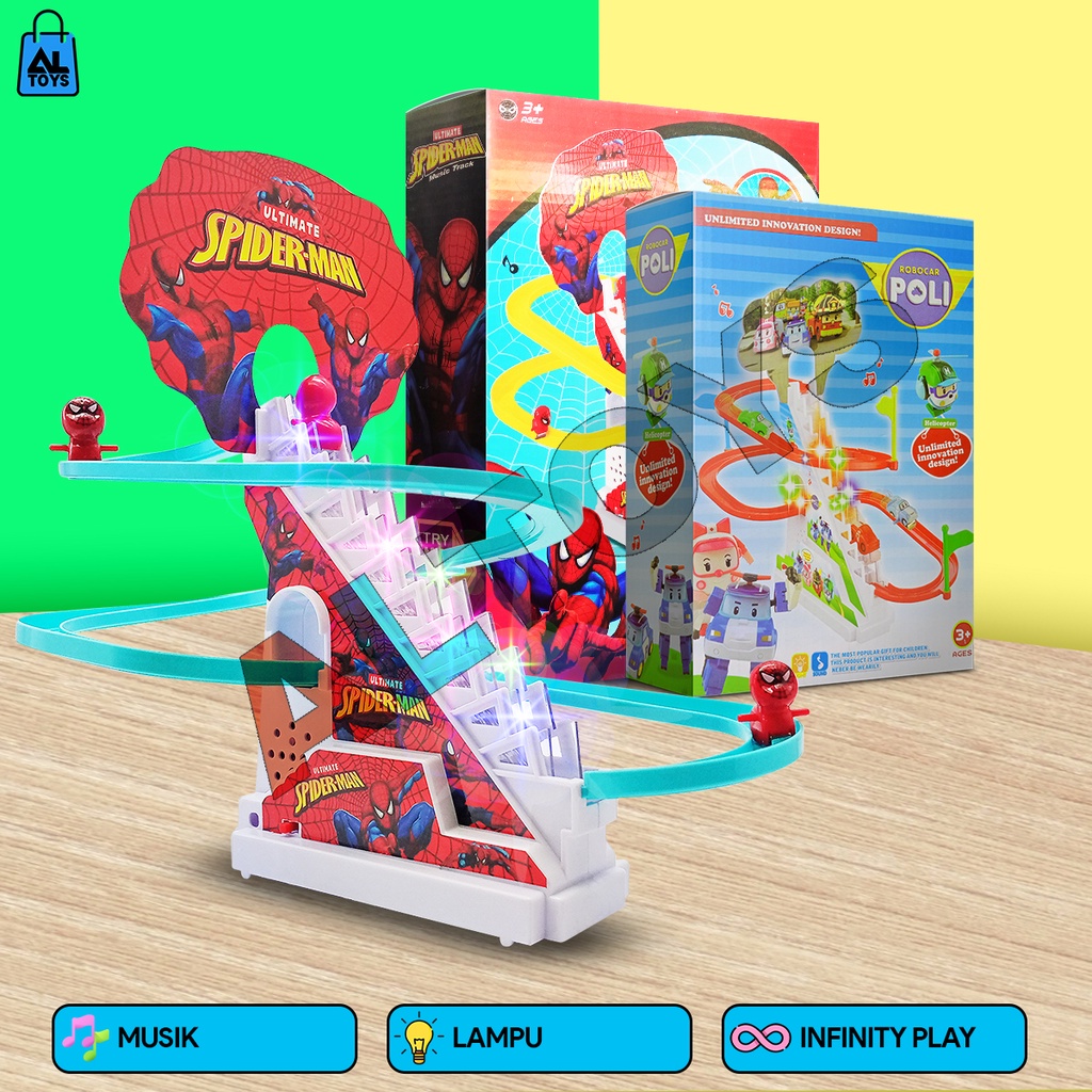 Jual Mainan Tangga Rel Karakter Musik Papam seluncuran Mobil Electric ...