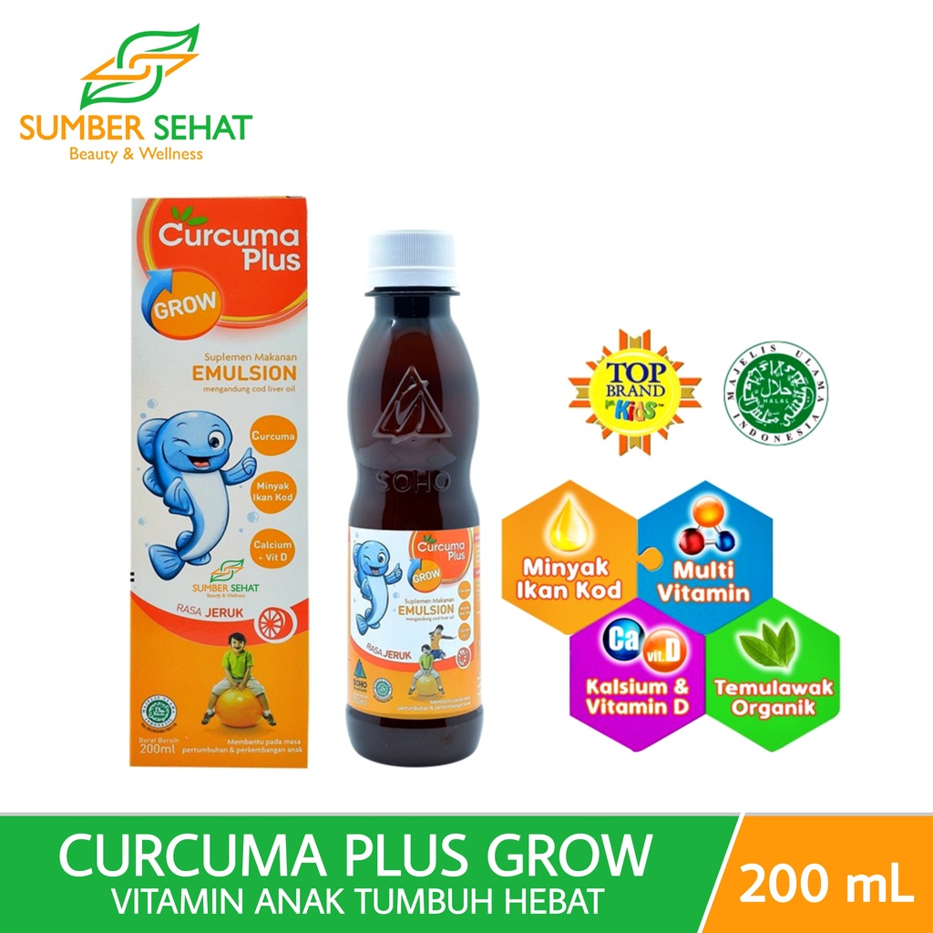 Jual Curcuma Plus GROW Emulsion Jeruk 200mL - Suplemen Kesehatan Anak ...