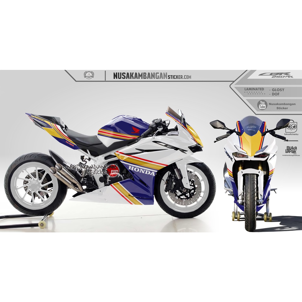 Jual Decal Stiker Motor Honda CBR 250 RR Full Body Putih Kuning Grafis ...