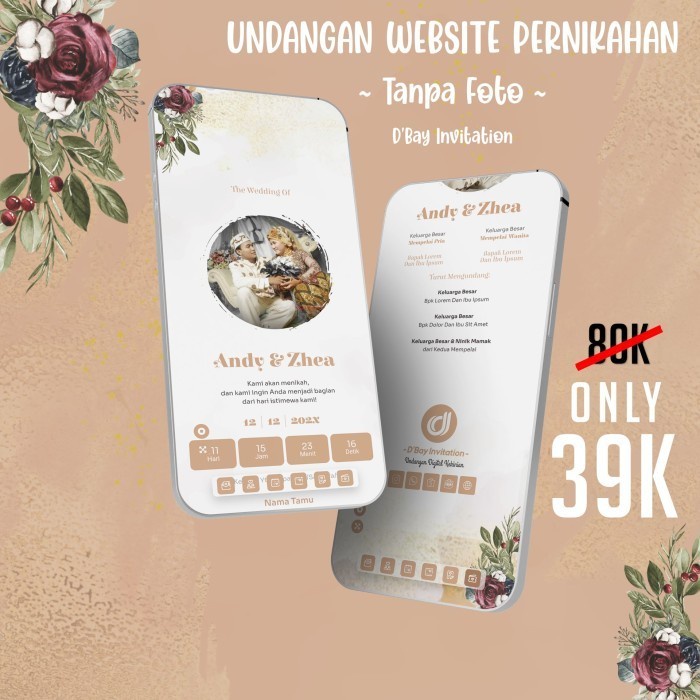 Jual Undangan Digital Website Pernikahan | Tema Foto & Tanpa Foto | Undangan Digital Web | Tema ...