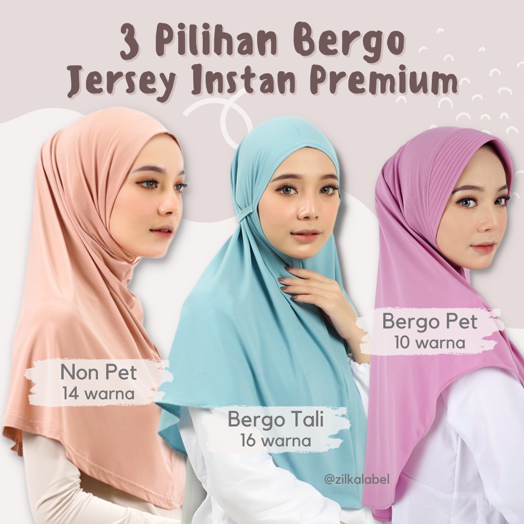 Jual WAFA BERGO JERSEY Premium 3 Pilihan / Bergo Instan / Ped nyaman ...