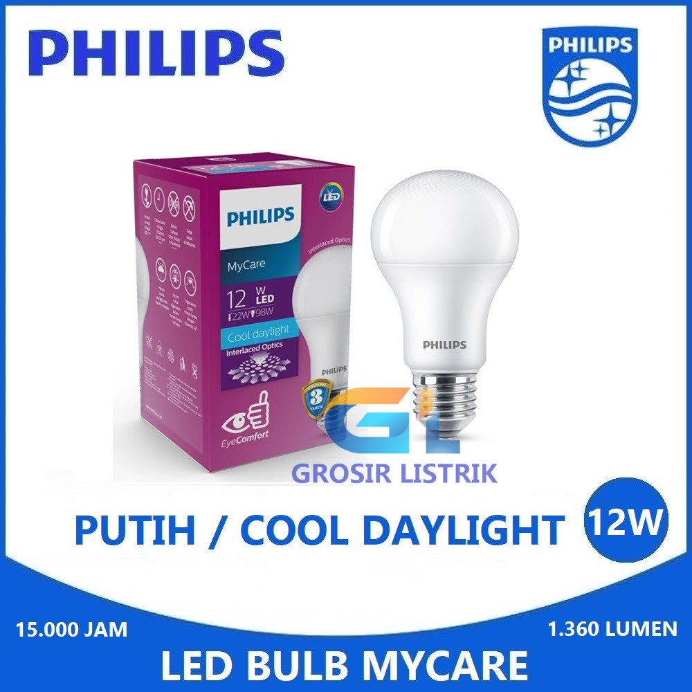 Jual Lampu Philips LED Bulb MyCare 12W Putih Cool Daylight 6500K LEDBulb 12 Watt W 12Watt ...