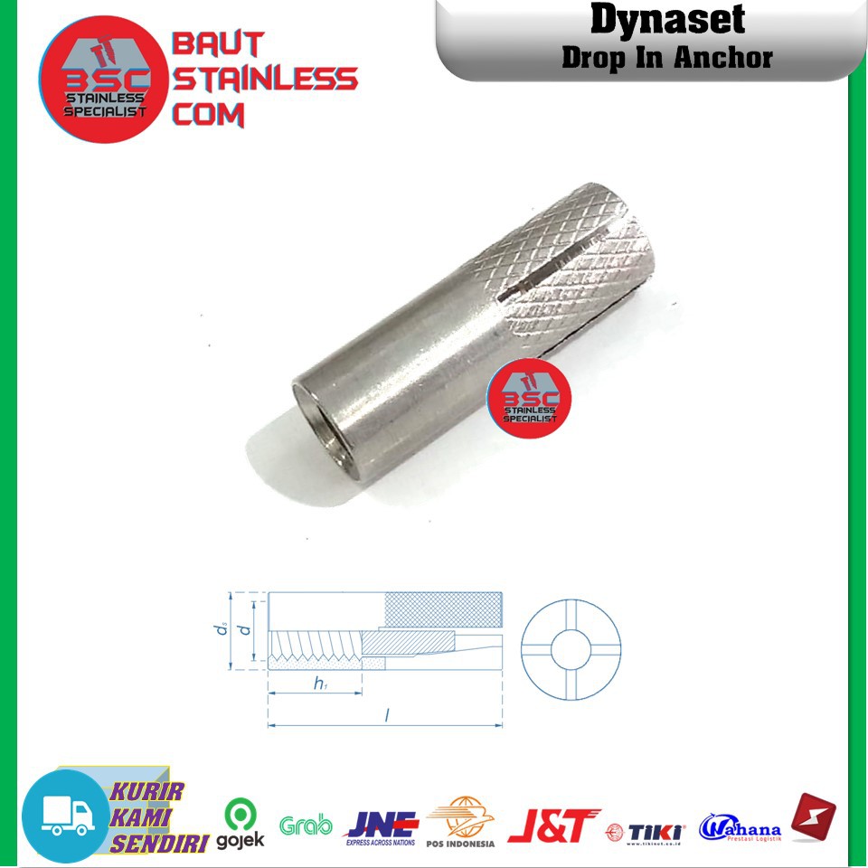 Jual DYNASET SS304 - DYNASET DROP IN ANCHOR STAINLESS A2 3/8" | Shopee ...
