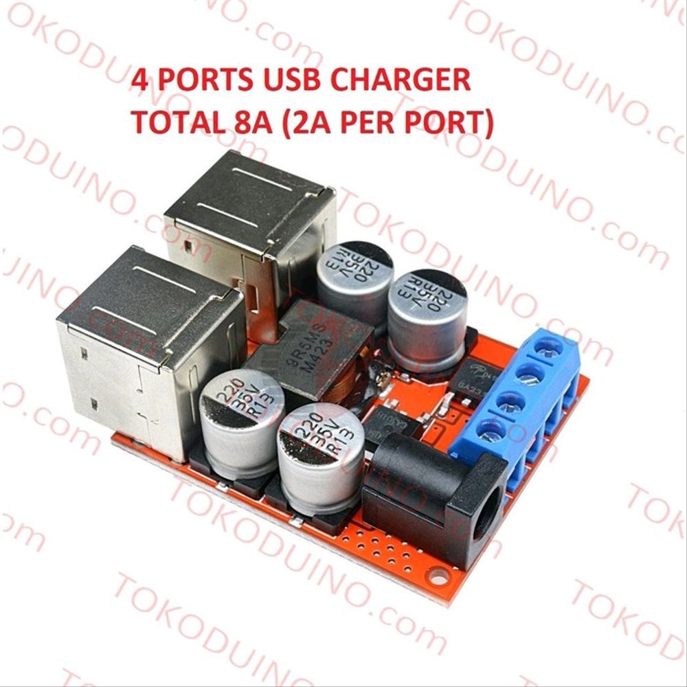 Jual USB CHARGER 4 PORTS MODULE 3A STEP DOWN DC-DC 5V USB 4 PORT lop3 | Shopee Indonesia