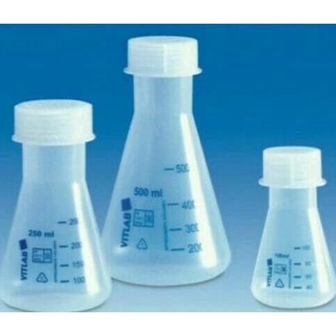 Jual Erlenmeyer flask 250ml Vitlab PP with cap labu erlenmeyer plastik ...