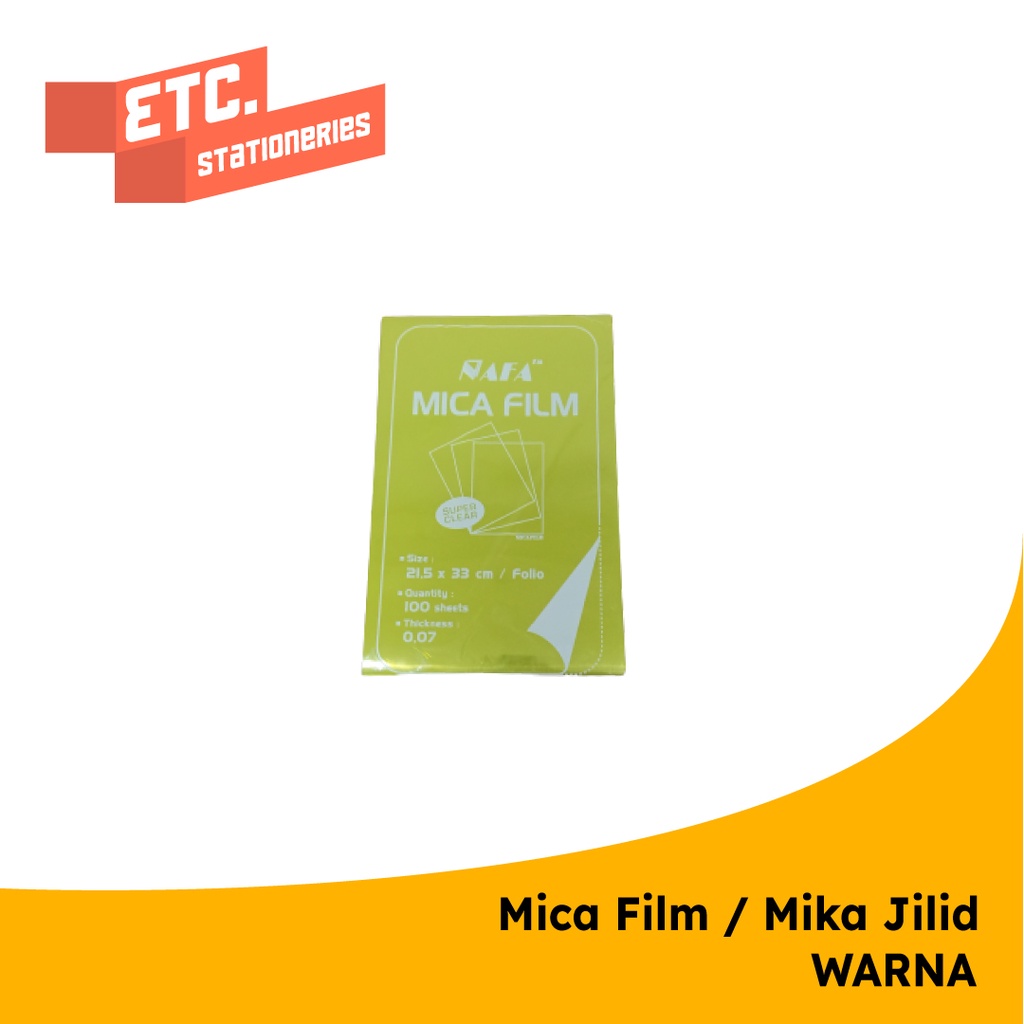 Jual Mica Film Folio / Mika Jilid Folio Warna [100 SHEET] [NAFA ...