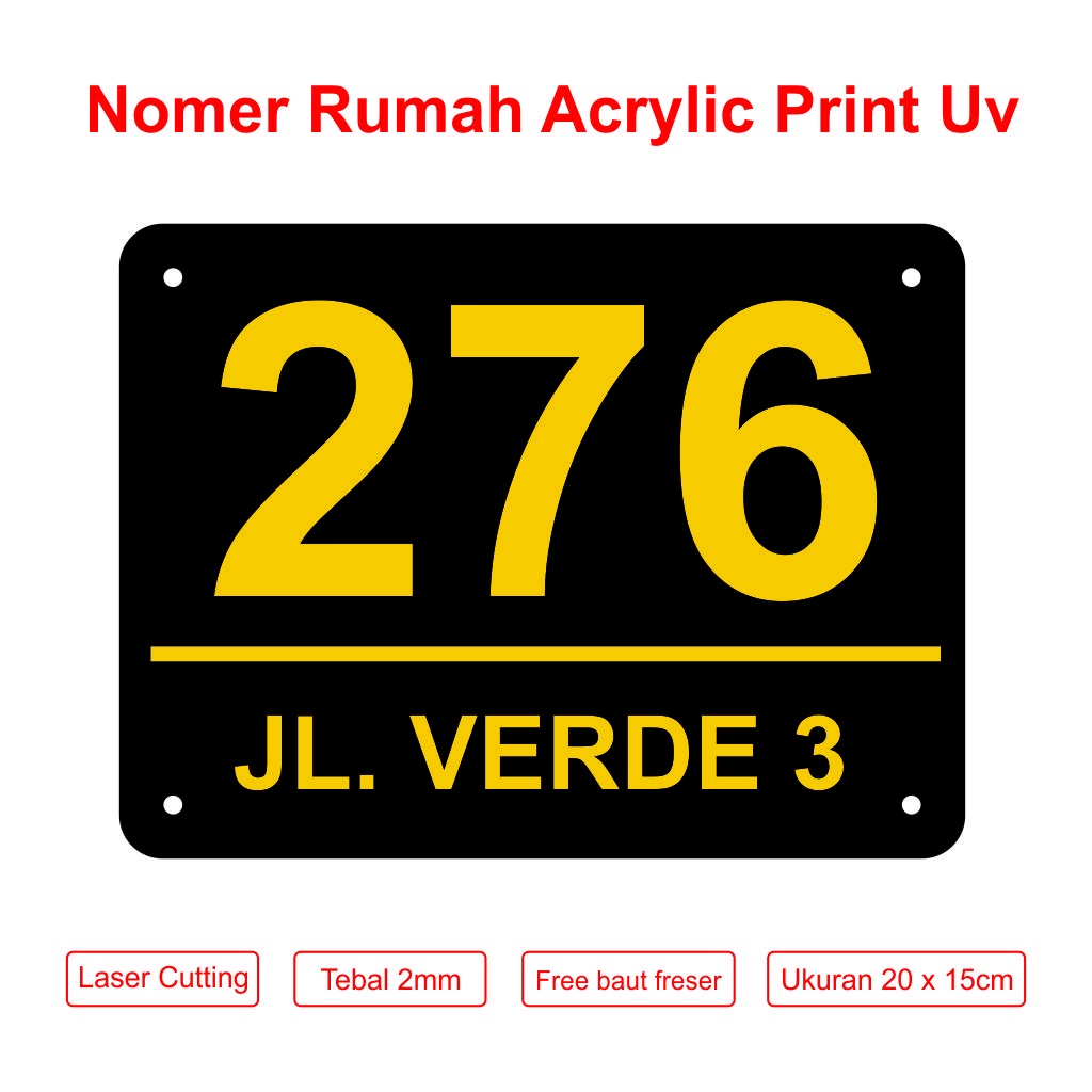 Jual Nomer Rumah Acrylic Penanda Alamat Rumah laser Cutting Print uv uk ...