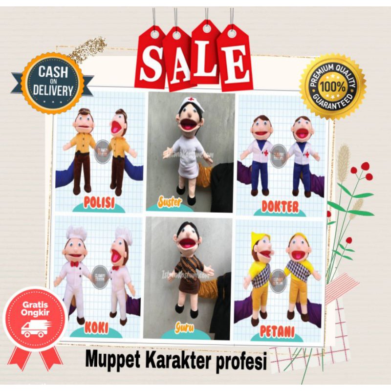 Jual Hand Puppet Profesi Dokter Perawat Boneka Muppet Mulut Gerak ...