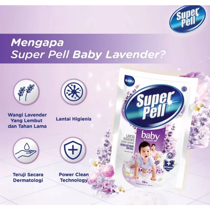 Jual Super Pell Pewangi Lantai Baby Lavender 770 ml (100% ORIGINAL ...