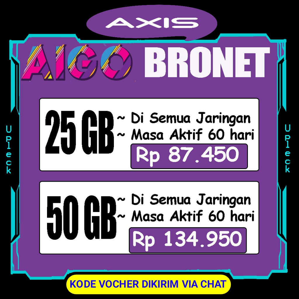 Jual TERMURAH Vocher & Inject Axis Data Aigo Bronet Promo Terlaris 25GB ...