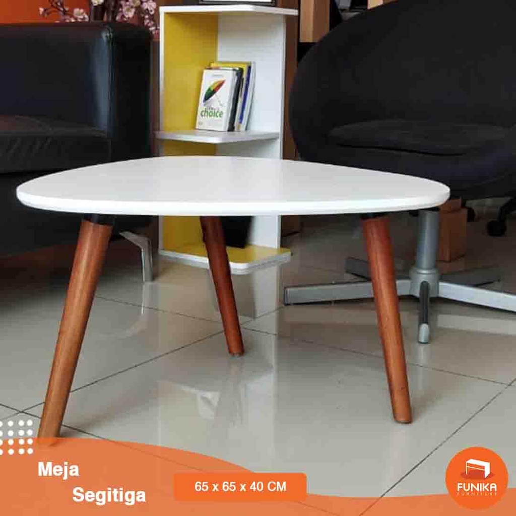 Jual Funika 99901 WH/TK - Meja Tamu Segitiga dengan Kaki Kayu / Coffee ...