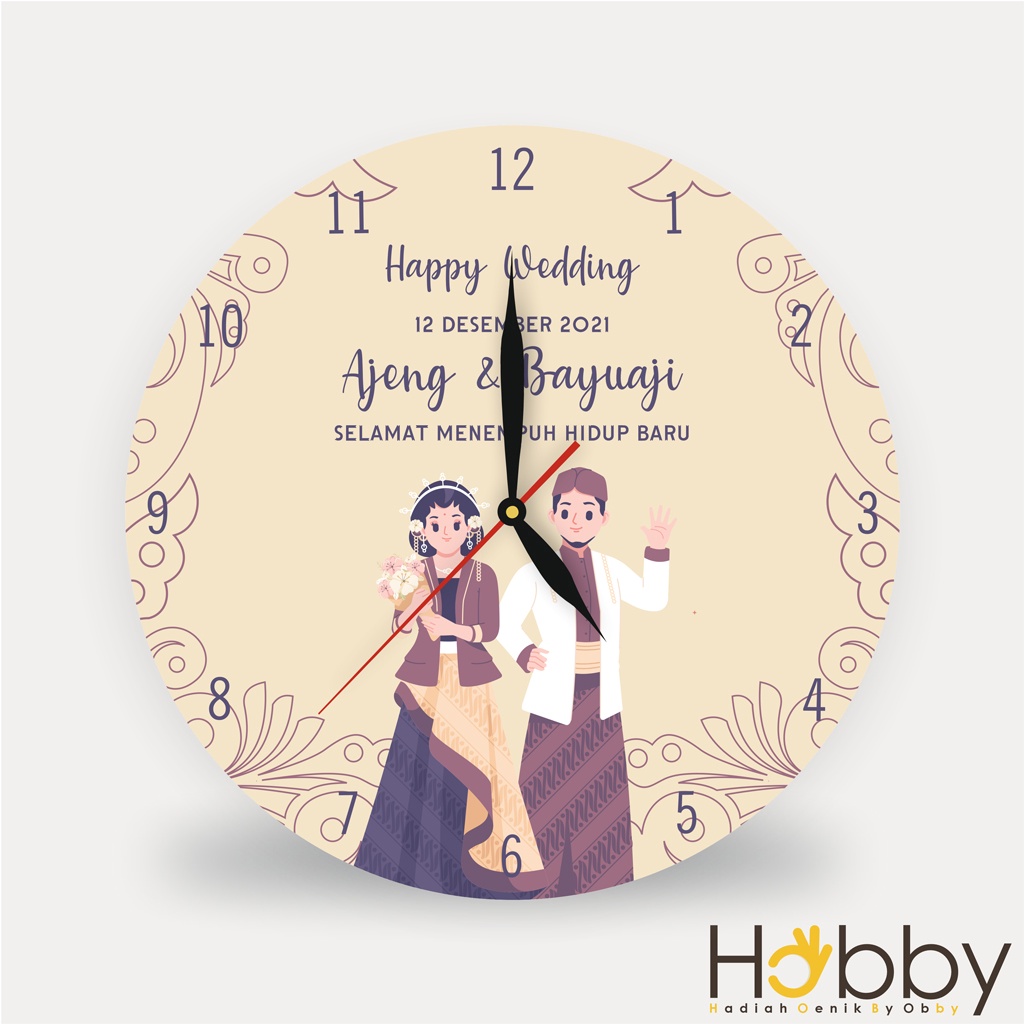 Jual JAM DINDING KAYU CUSTOM NAMA KARAKTER KADO PERNIKAHAN UNIK HADIAH ...