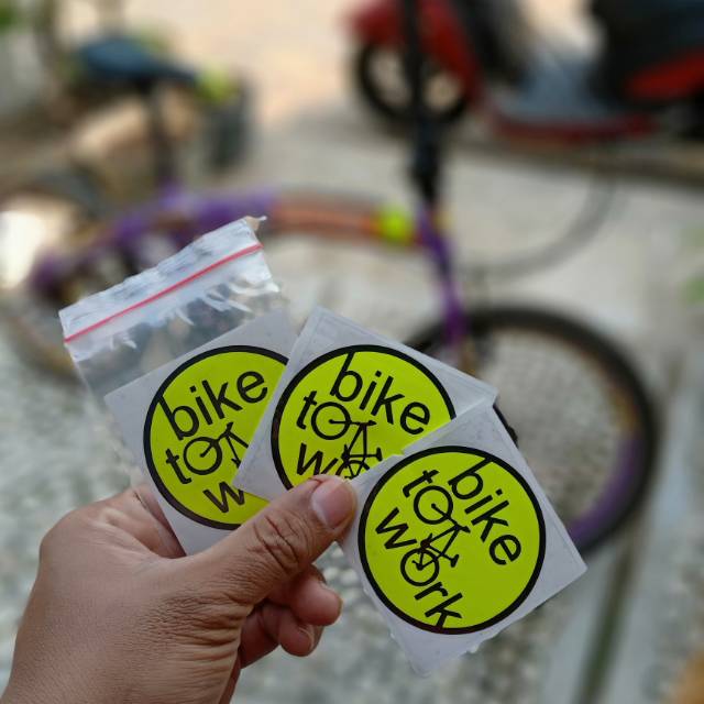 Jual stiker bike to work 6X6cm gowes sepeda lipat folding bike mtb B2W ...