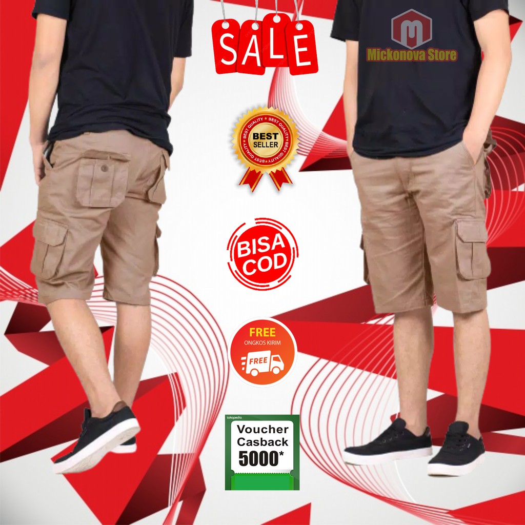 Jual Celana Pendek Cargo Celana Kargo Pendek Outdoor Pria Kain Drill Tebal | Shopee Indonesia