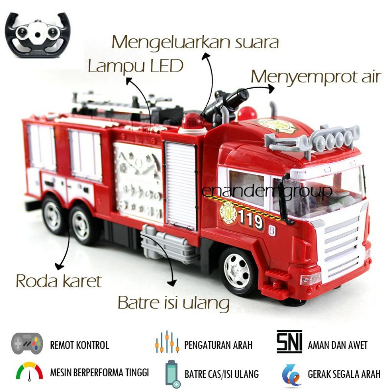 Jual Mobil Damkar Bisa Semprot Air Mobil Remote Pemadam Api Fire Rescue ...