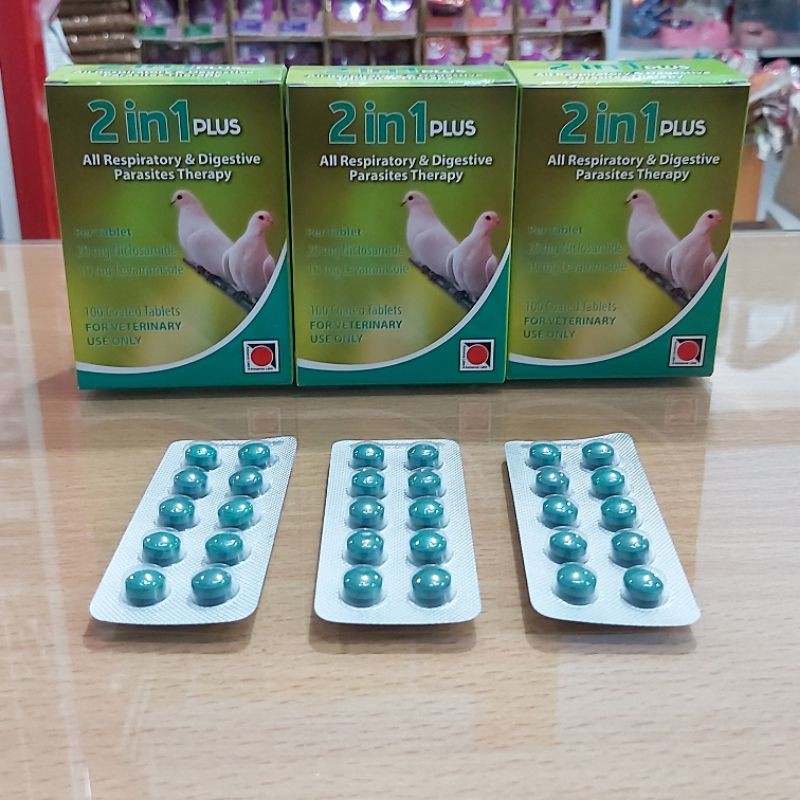 Jual Obat Cacing Burung 2in1 plus 10 tablet Obat Cacing Pita/Parasit ...