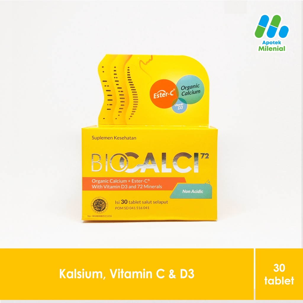 Jual Biocalci 72 Isi 30 Tablet Organic Calcium, Ester C, Vitamin D3 Dan ...
