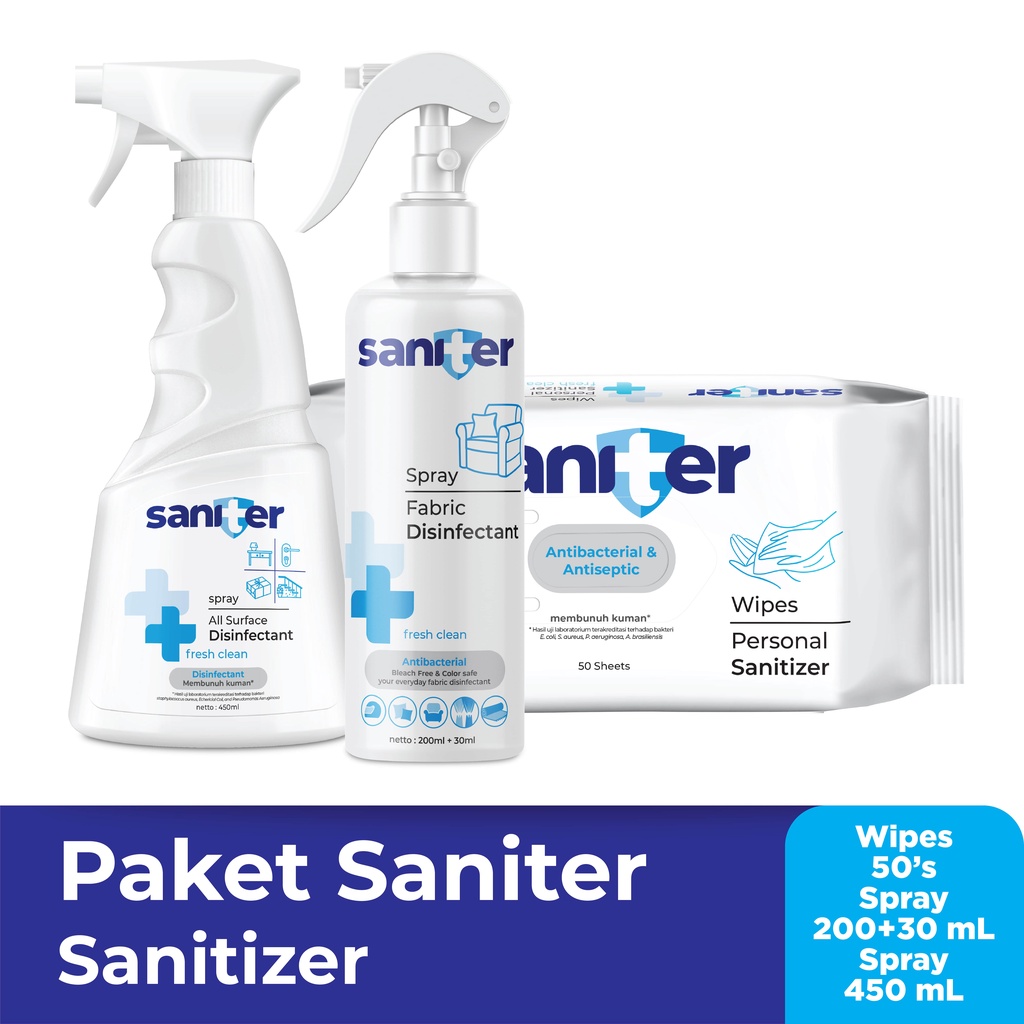 Jual Saniter Personal Wipes Sanitizer 50S+All Surface Bottle Spray ...