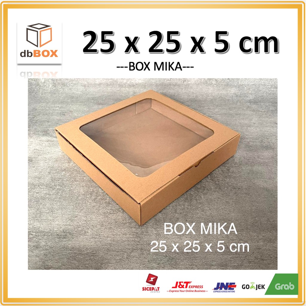 Jual BOX MIKA 25x25x5 kardus die cut, untuk kue hampers gift box MIKA ...
