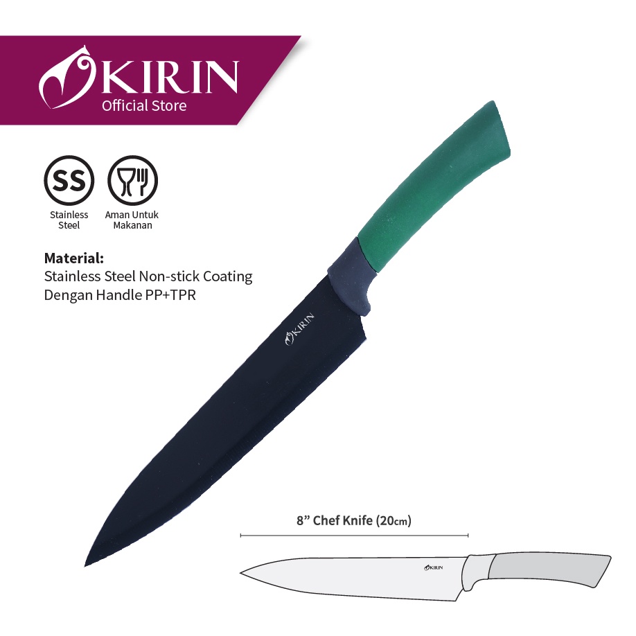 Jual Kirin Stainless Steel Chef Knife 8 Inch (20cm) Hitam / Pisau Dapur ...