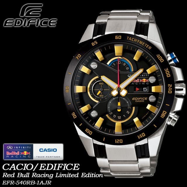 Jual CASIO EDIFICE EFR-540 Red Bull Racing Silver List GOLD Jam Tangan ...