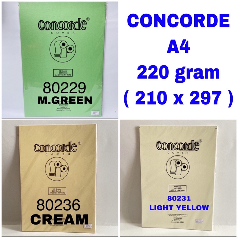 Jual KERTAS CONCORDE A4 220 GRAM / 1 PACK ISI 10 LEMBAR | Shopee Indonesia