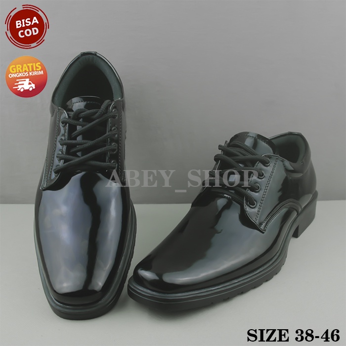 Jual Sepatu Pantofel Pria pantofel hitam kilap tali ikat pantofel kerja kantor pria formal ...