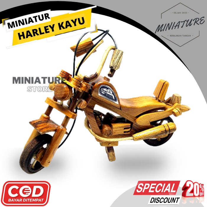 Jual Miniatur Motor Harley Davidson Kayu Jati Hiasan Meja Pajangan ...