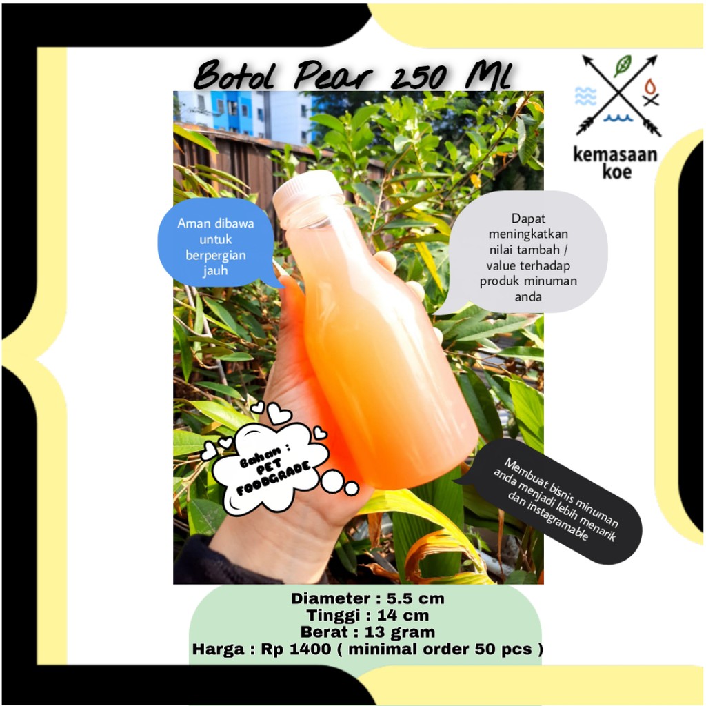Jual BOTOL PEAR 250 ML / PIR / BOTOL PLASTIK / BOTOL LUCU / BOTOL KOPI ...