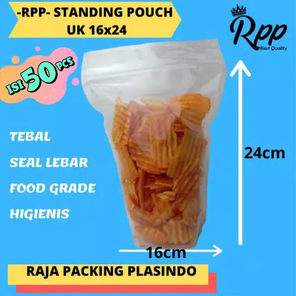 Jual Plastik Standing Pouch Uk 16x24 (isi 50) plastik pudot snack ...