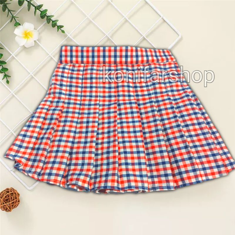 Jual Rok Lipit anak perempuan motif kotak Mini skirt anak Rok anak ...