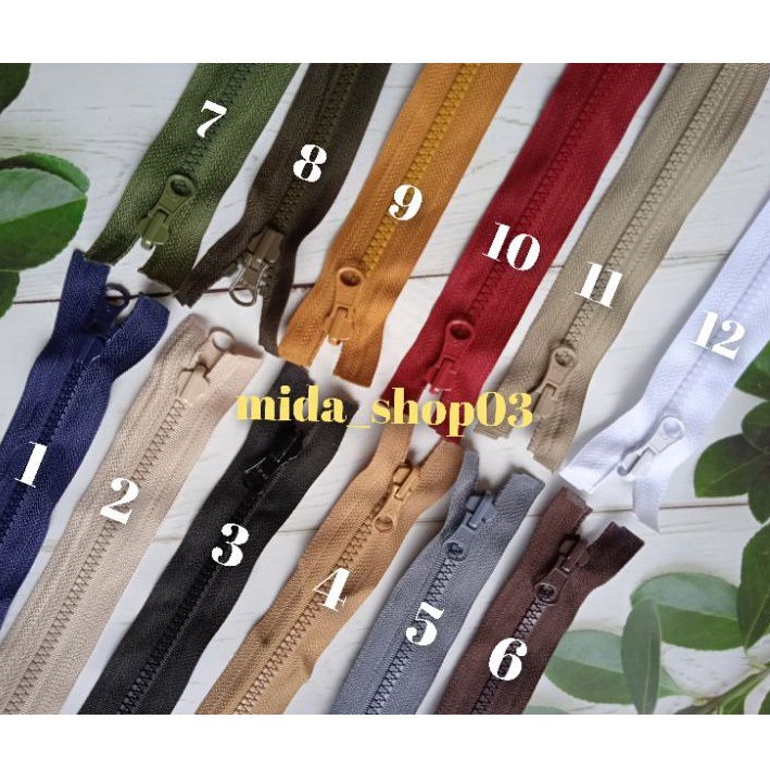 Jual (satuan) resleting jaket vislon zipper 70 cm bolak balik / sleting jaket hitam navy hijau ...