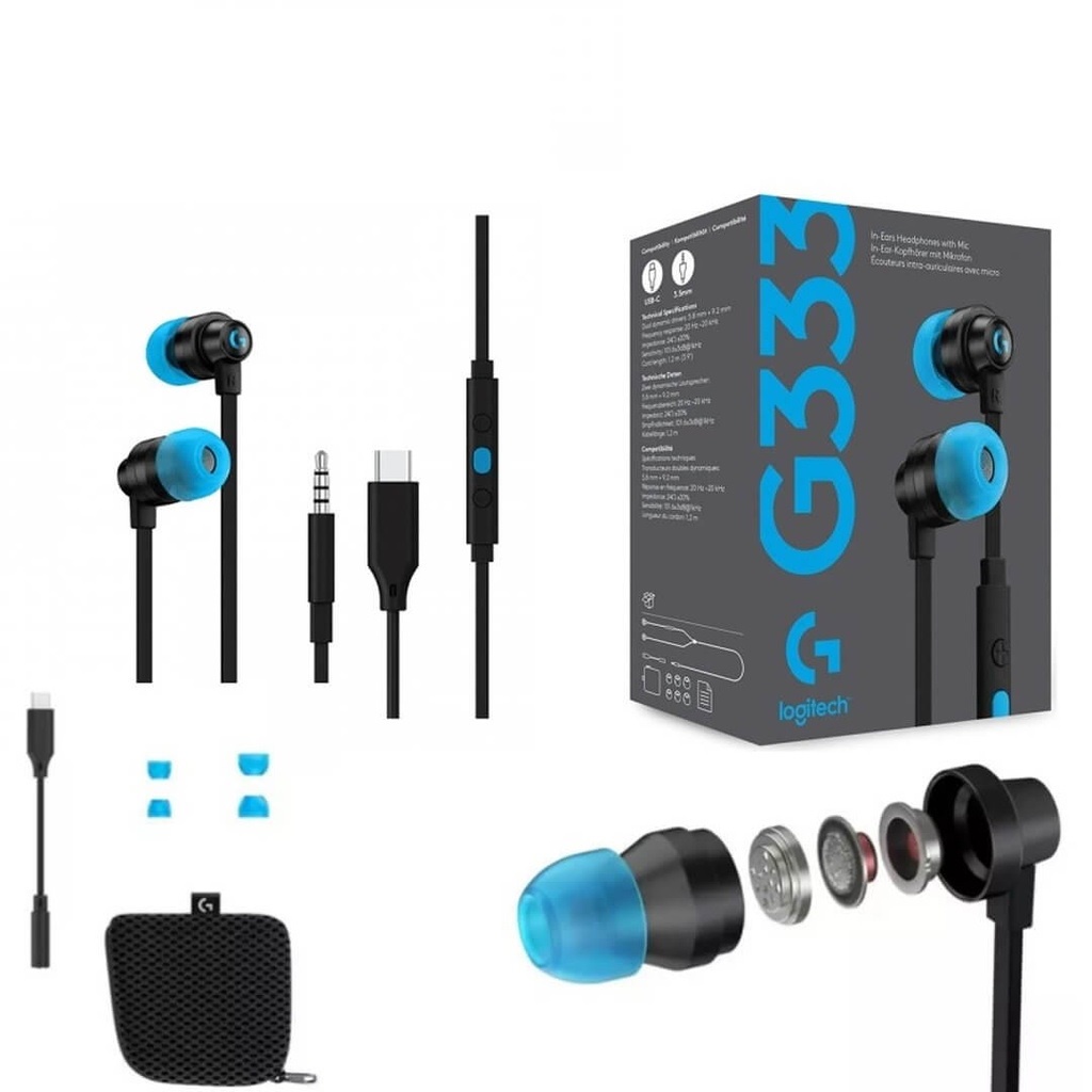 Jual Logitech G333 Gaming Earphones with Mic and Dual Drivers | Shopee ...
